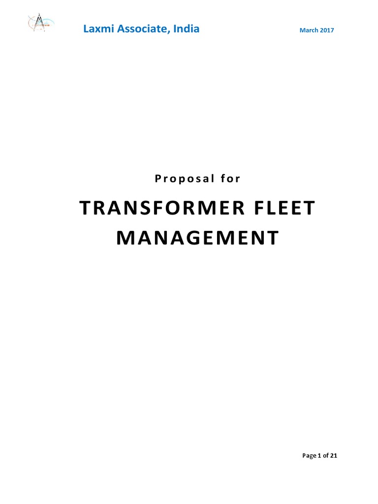 1-Proposal For Asset Management of Transformer Power & Distribution Tf ...