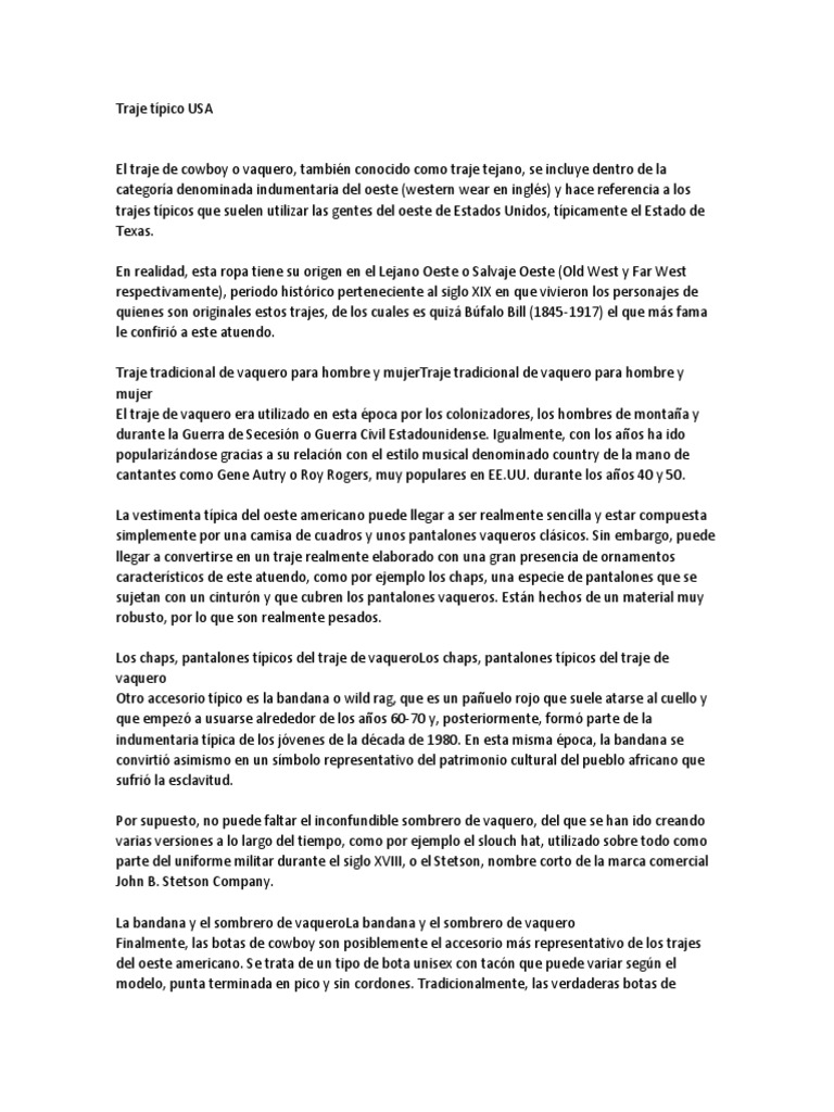 Traje Típico USA | PDF | Traje (ropa) | vaqueros