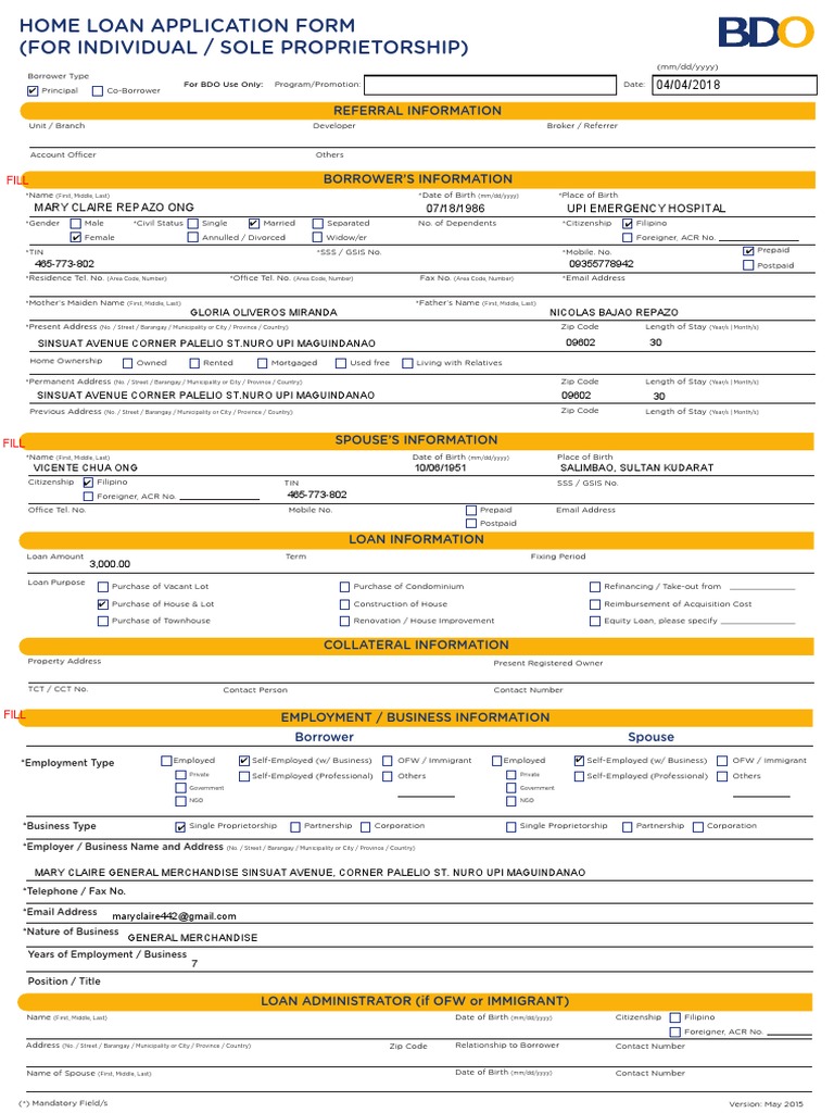 Home Loan Form | Download Free PDF | Banks | Loans
