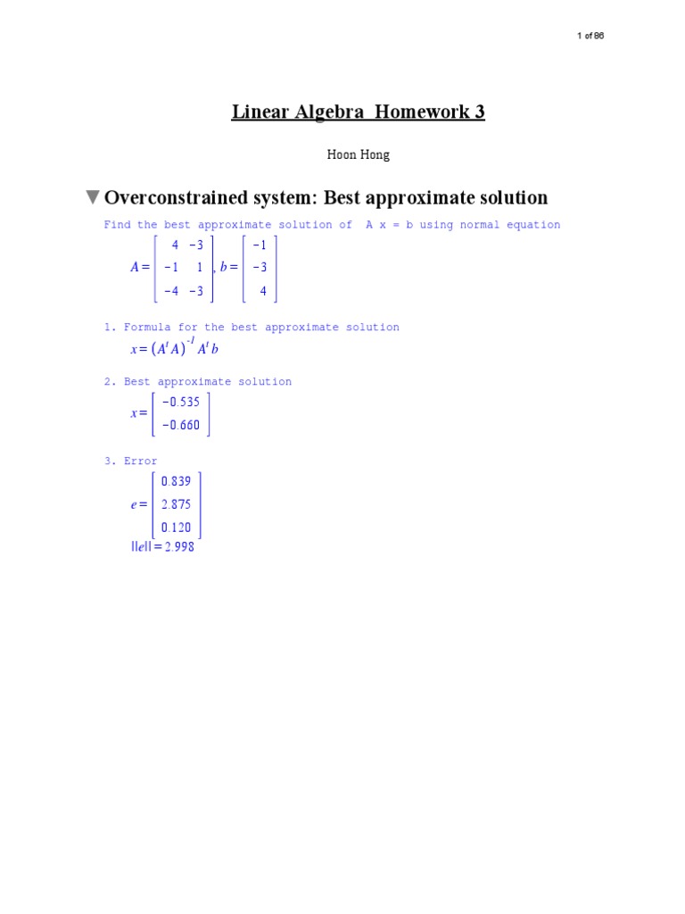 Linear Algebra Homework 3: 4 K3 K 1 1 K 4 K3, B K 1 K 3 4 | PDF | Principal Component Analysis ...