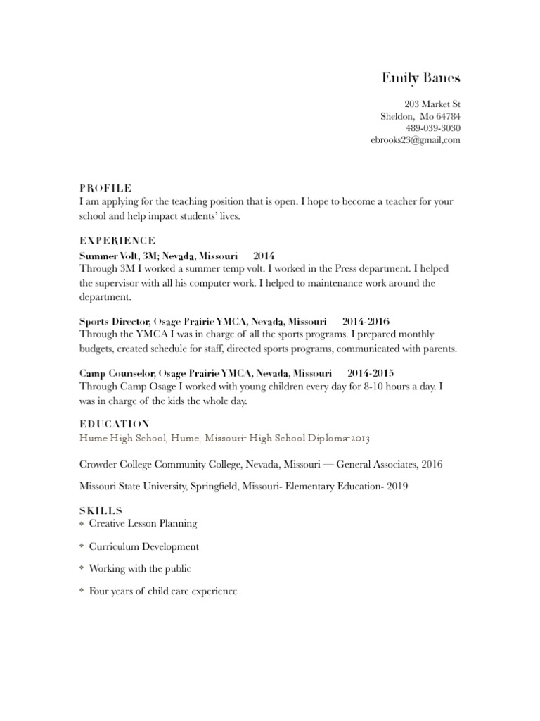 Emily Banes - Resume | PDF