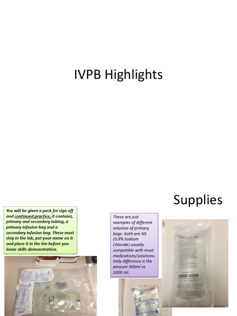 IVPB Highlights | PDF | Intravenous Therapy | Medical Specialties