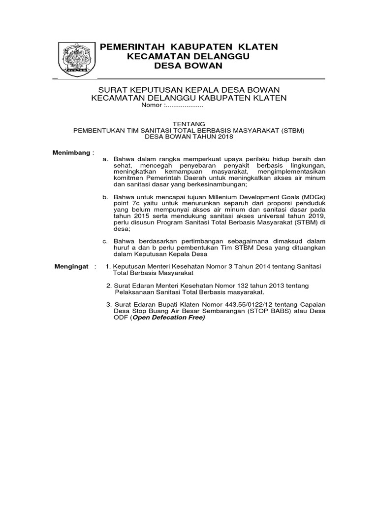 CONTOH SK STBM Bowan | PDF
