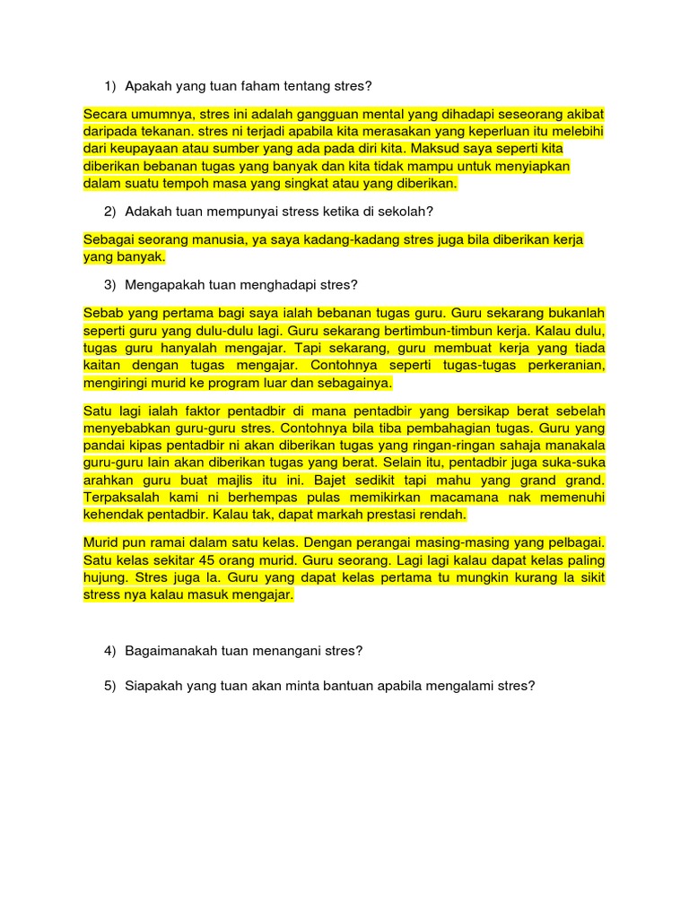 Transkrip Dan Soalan Stres | PDF | Karier & Perkembangan | Pengembangan ...