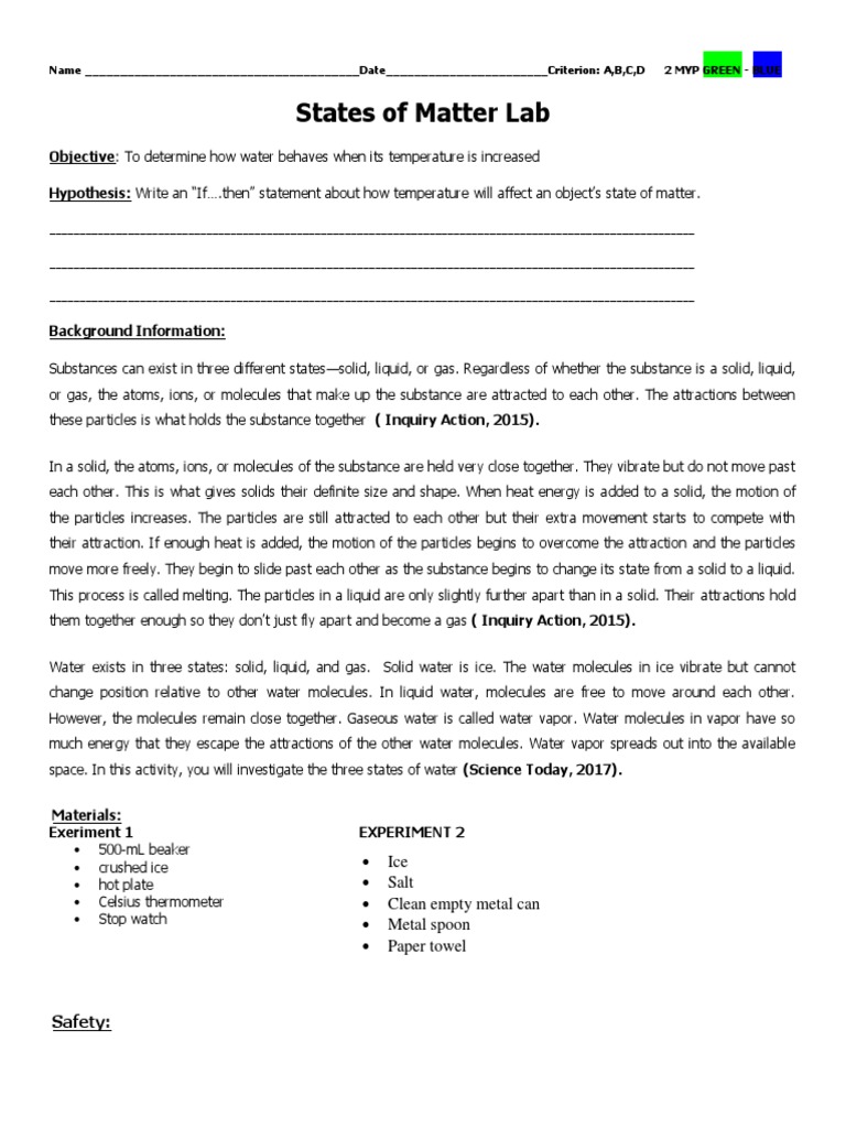 Exploring the States of Matter: An In-Depth Laboratory Investigation ...