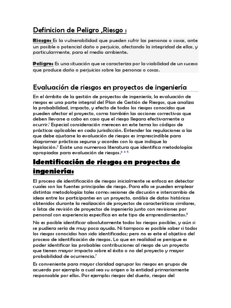 Definicion de Peligro | Descargar gratis PDF | Gestión de riesgos ...