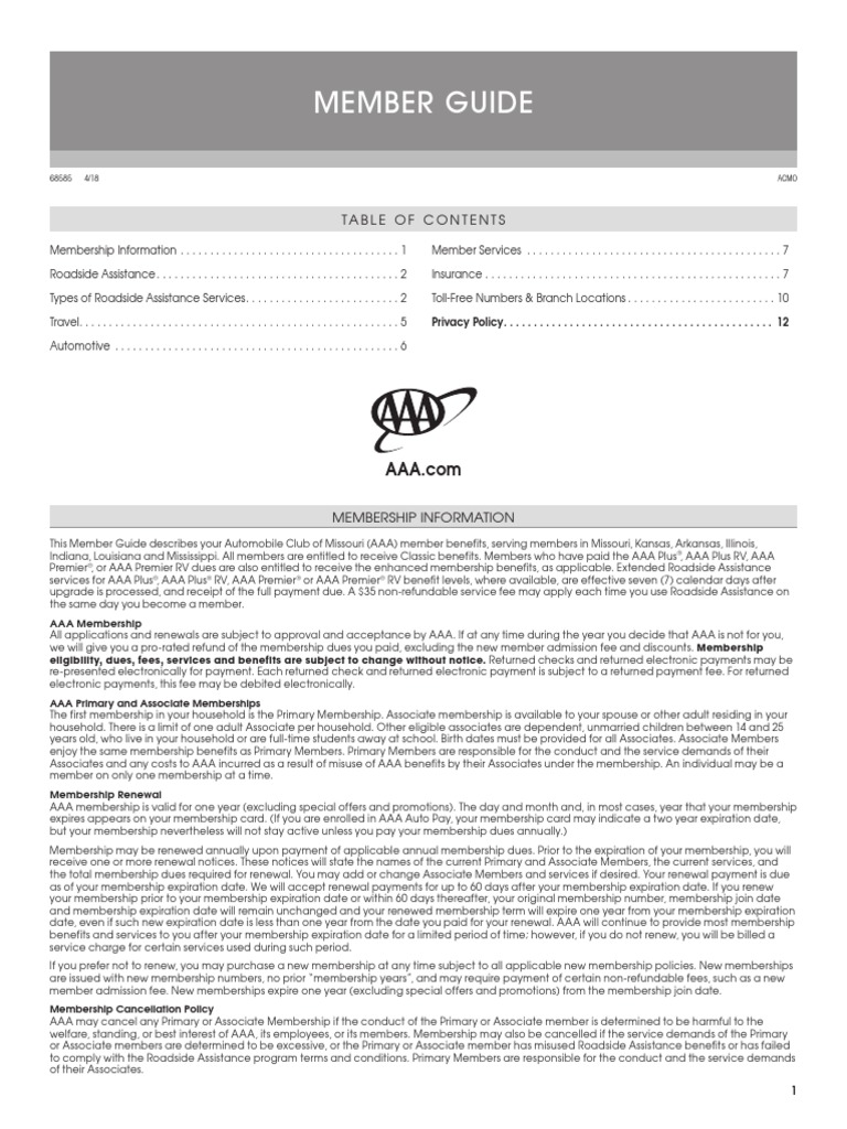 AAA Membership Guide | PDF | American Automobile Association | Trailer ...