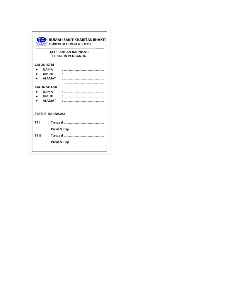 Kartu TT Catin | PDF