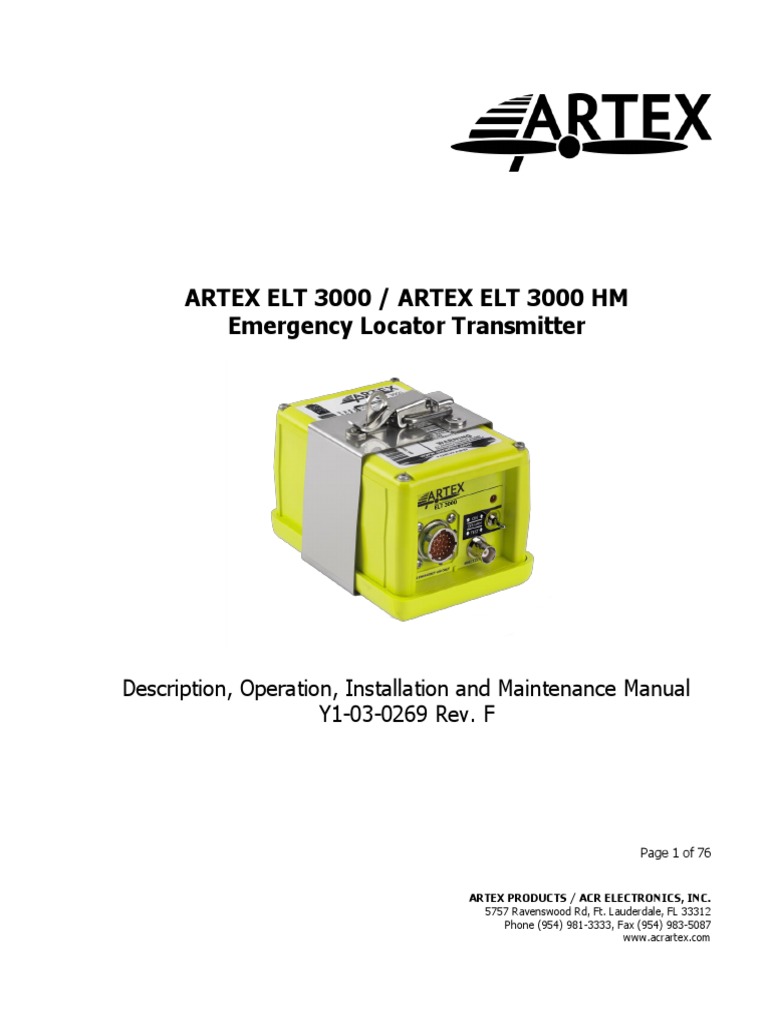 Product Manual ELT 3000 ARTEX | Electromagnetic Interference ...