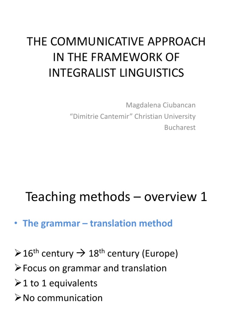 The Communicative Approach in The Framework of Integralist | PDF | Linguistics | Language ...