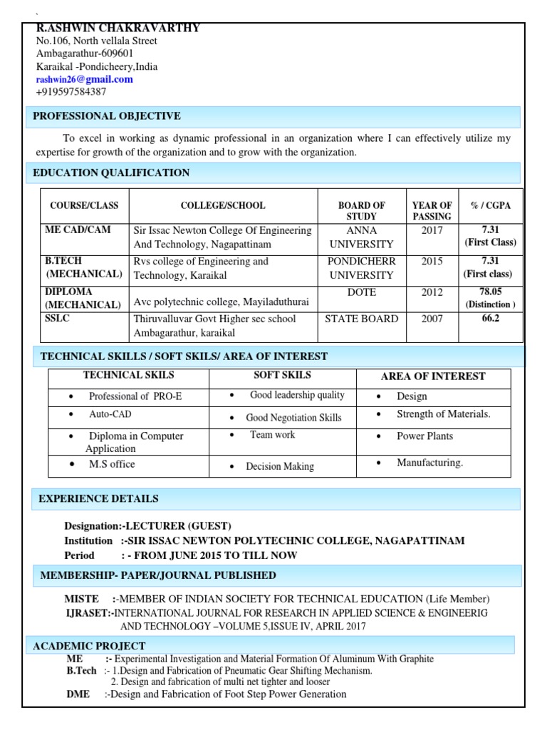 R.Ashwin Chakravarthy: Avc Polytechnic College, Mayiladuthurai ...