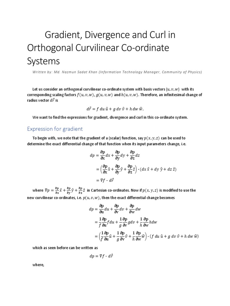Gradient | PDF | Divergence | Gradient