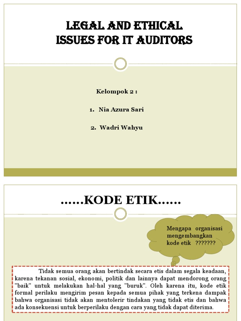 Legal and Ethical Issues For It Auditors | PDF