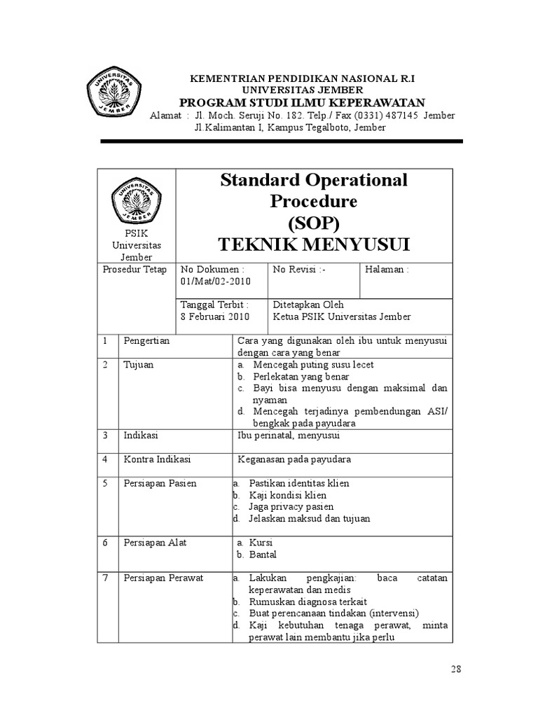 Sop Teknik Menyusui | PDF