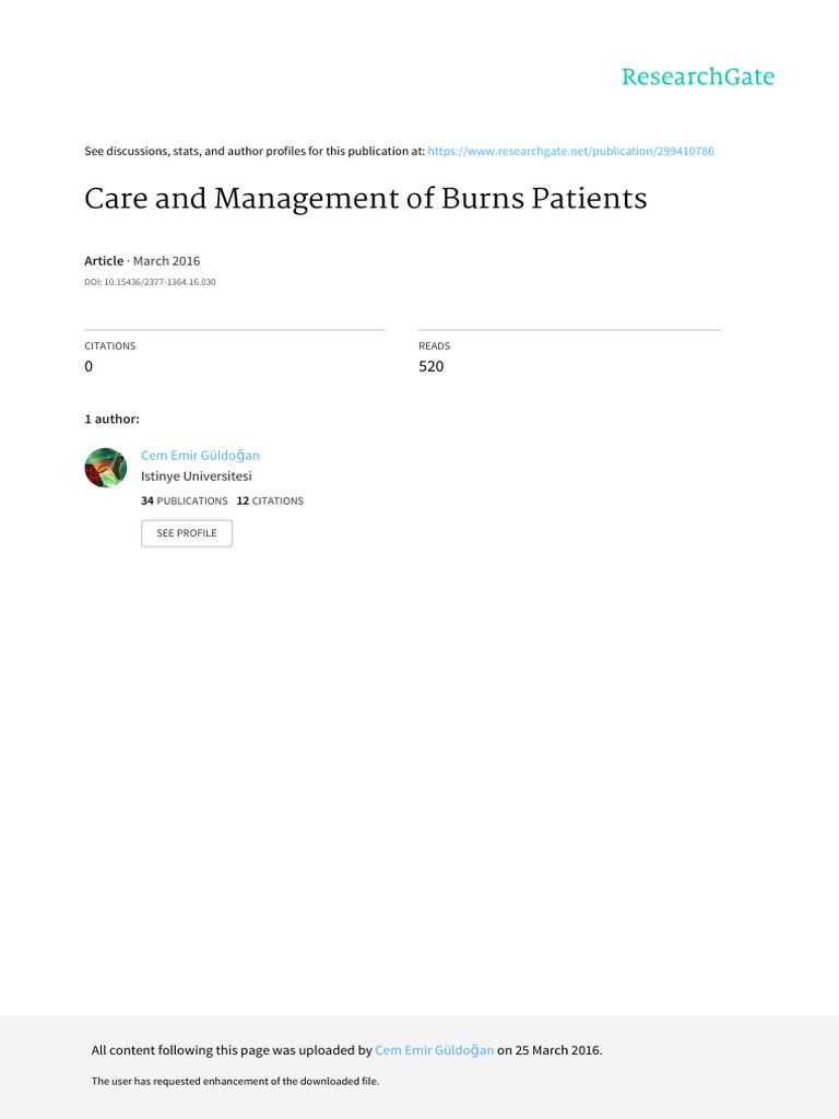 Care and Management of Burns Patients: March 2016 | PDF | Burn ...