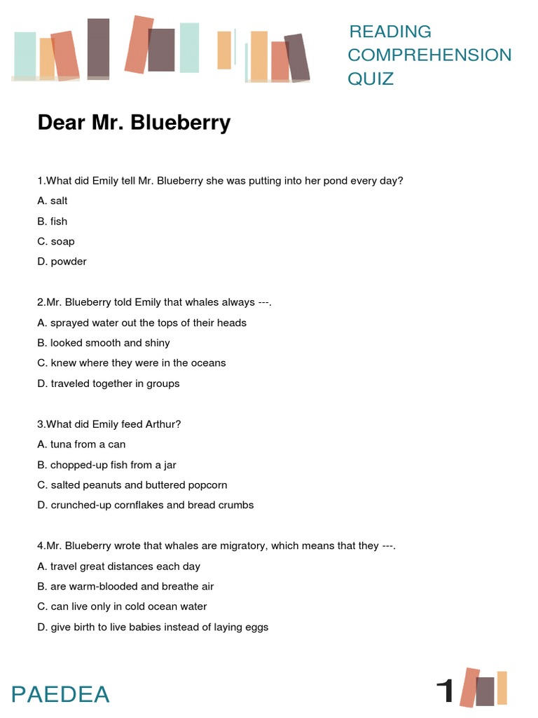 Dear Mr. Blueberry | PDF | Nature