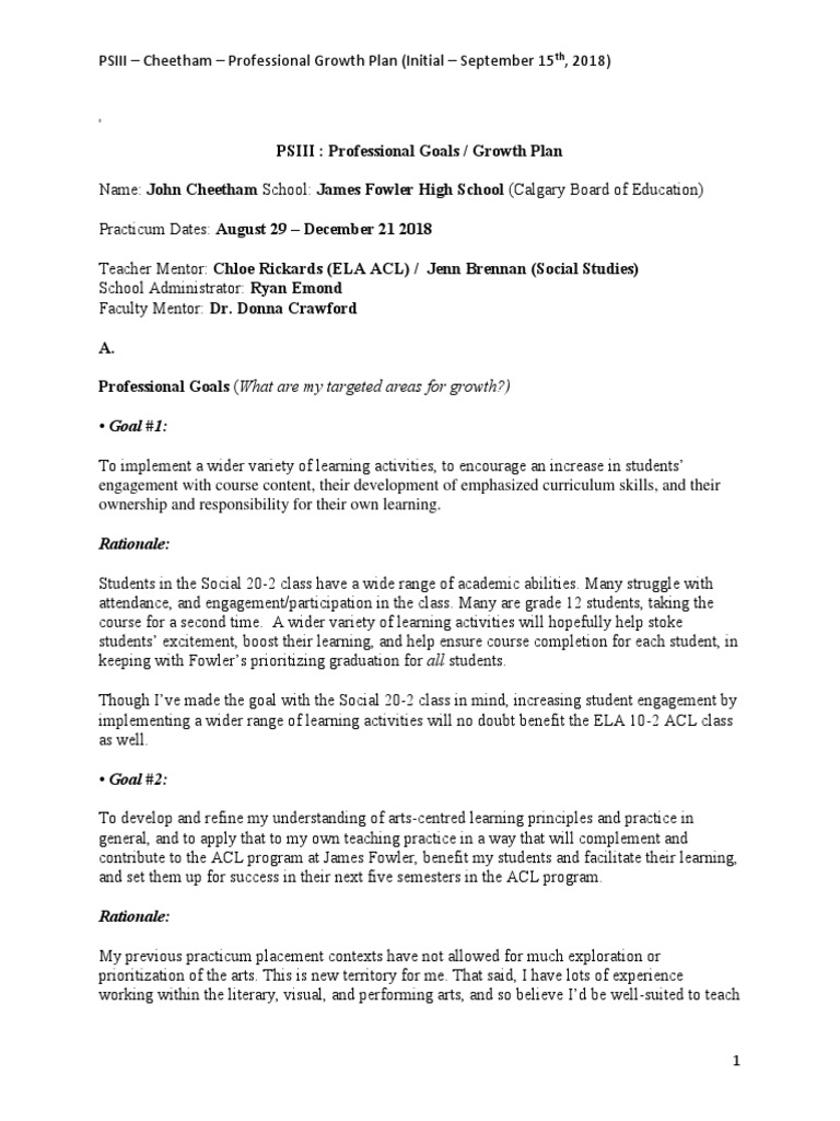 Psiii - Cheetham - Initial TPGP | PDF | Educational Assessment | Learning