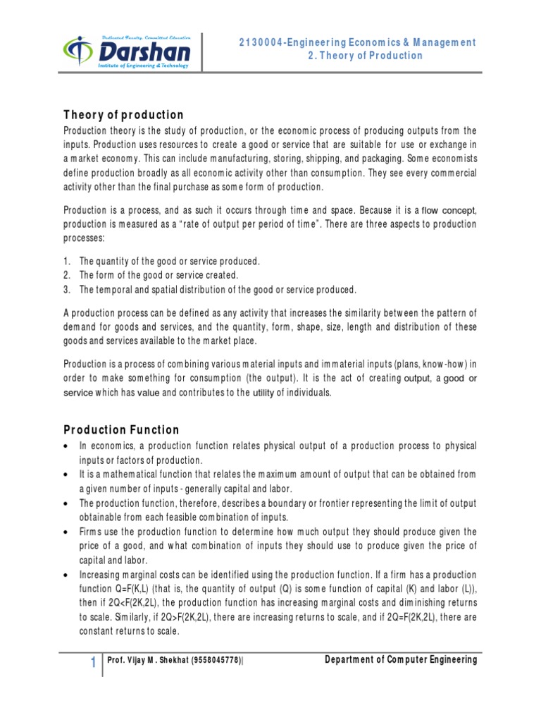 Theory Of Production 05012015 060332am Pdf Pdf Production
