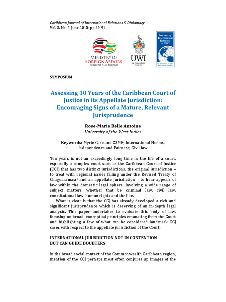 Assessing 10 Years of The CCJ | PDF | Precedent | Jurisdiction