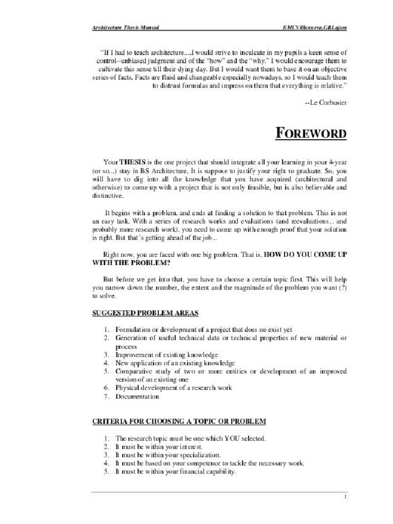 Architectural Thesis Manual | PDF