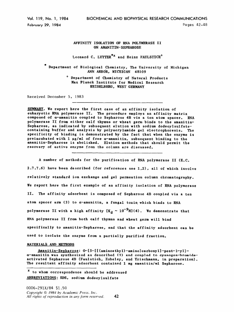 Vol. 119, No. 1, 1984 Biochemical and Biophysical Research ...