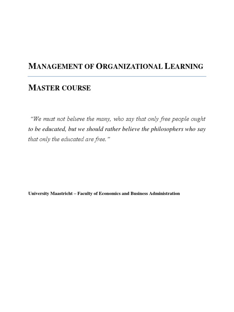 Management of Organizational Learning | PDF | Tacit Knowledge | Learning