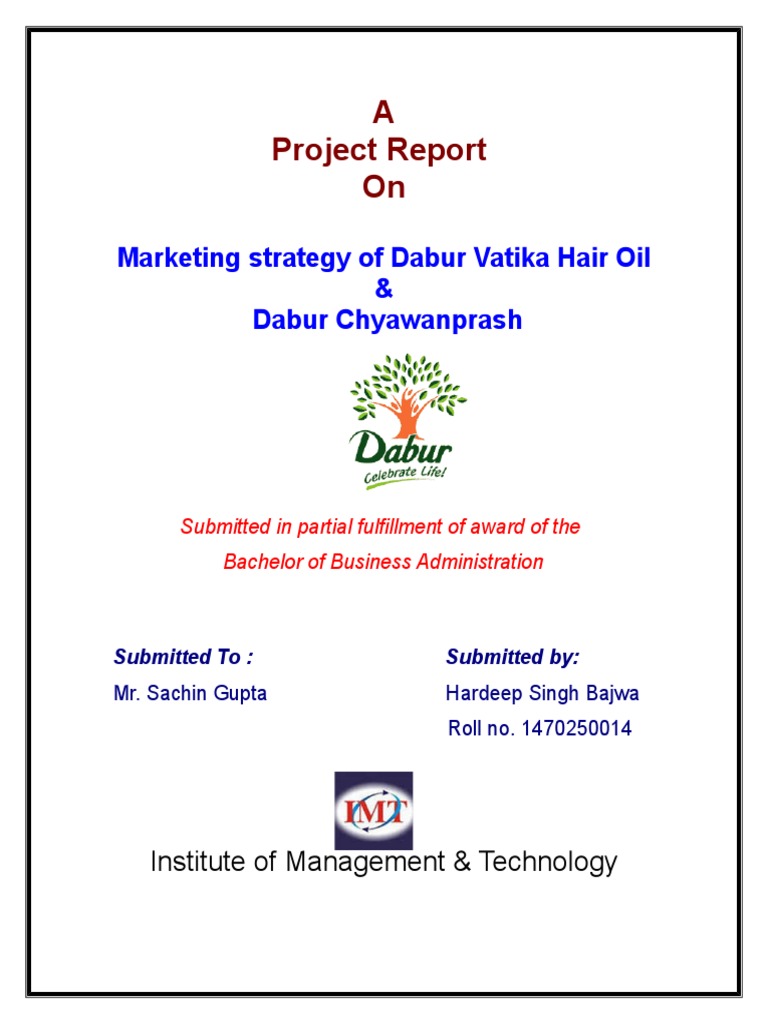 A Project Report On: Marketing Strategy of Dabur Vatika Hair Oil ...
