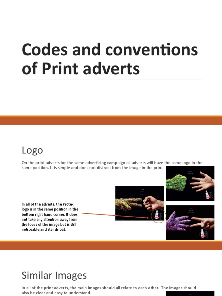 Codes and Conventions of Print Adverts | PDF | Advertising | Brand