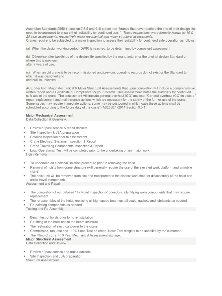 Australian Standards 2550 | PDF | Crane (Machine) | Engineer