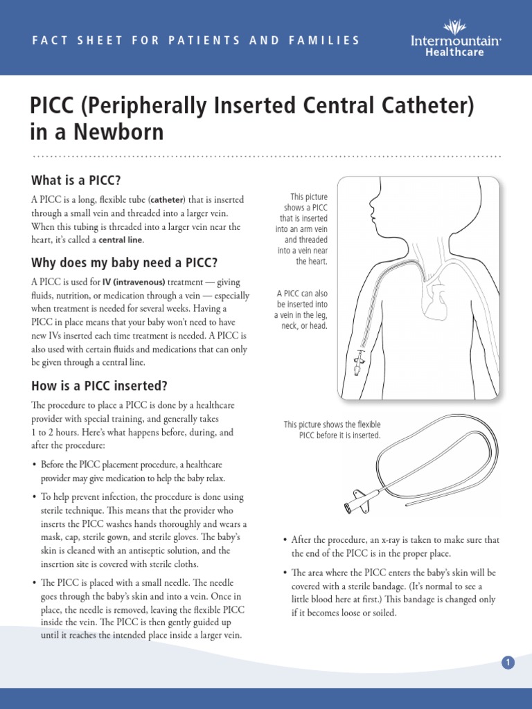 PICC (Peripherally Inserted Central Catheter) in A Newborn | PDF ...