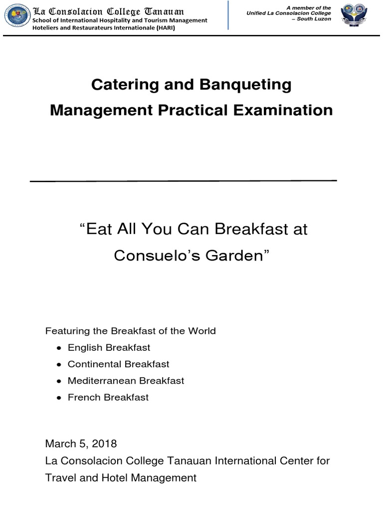 Catering and Banqueting Management Practical Examination: "Eat All You ...