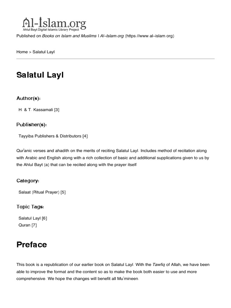 Salatul Layl: Author(s) | PDF