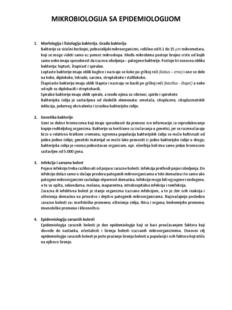 Mikrobiologija Sa Epidemiologijom Skripta | PDF