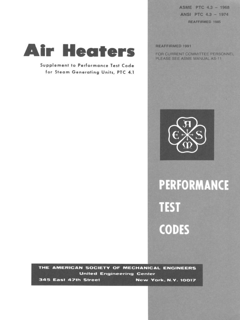 ASME PTC 4.3 - 1991 Air-Heaters PDF | PDF