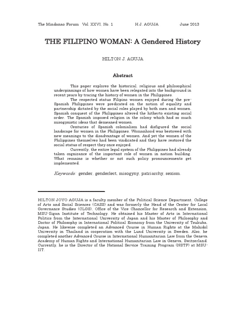 The Filipino Woman Gendered History | Download Free PDF | Corazon ...