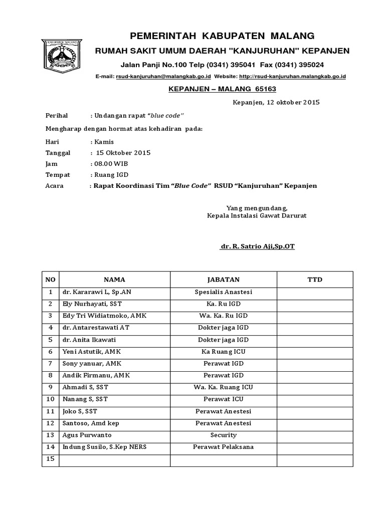 Undangan Rapat Blue Code | PDF