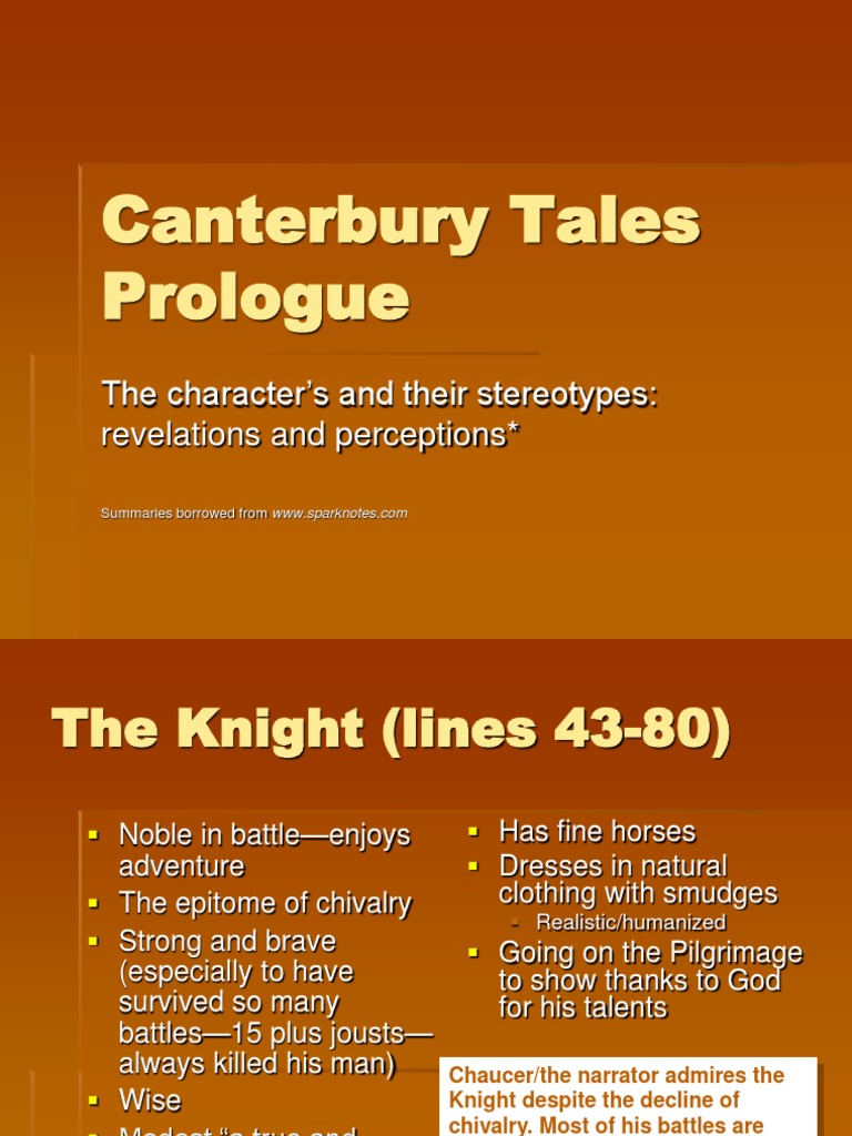 Canterbury Tales Prologue: The Character's and Their Stereotypes ...