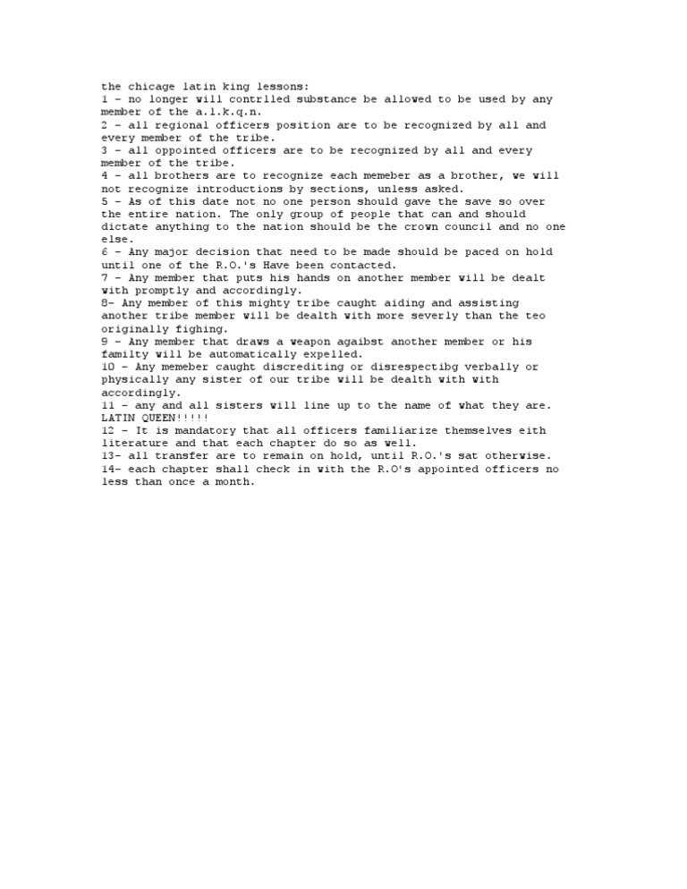 Latin Kings Lessons and Rules Overview | PDF | Government | Justice