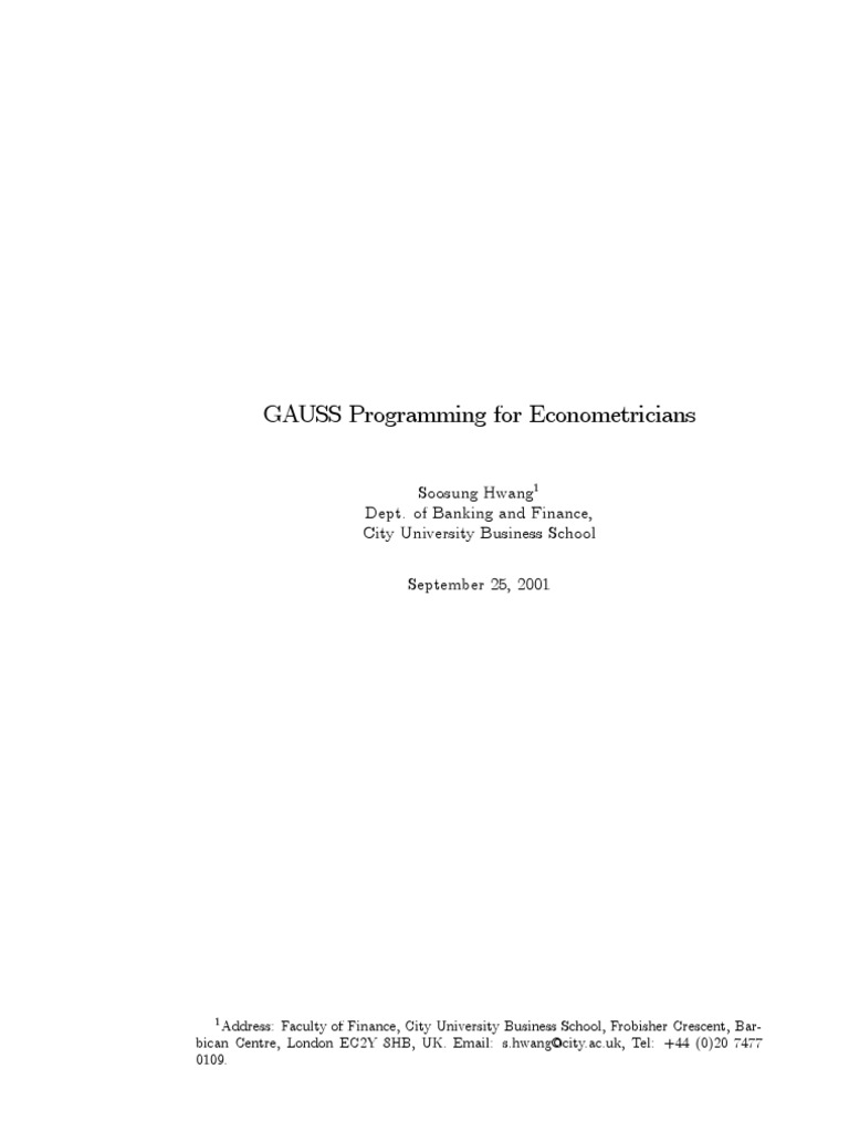 GAUSS Programming For Econometricians | PDF | Matrix (Mathematics) | Subroutine