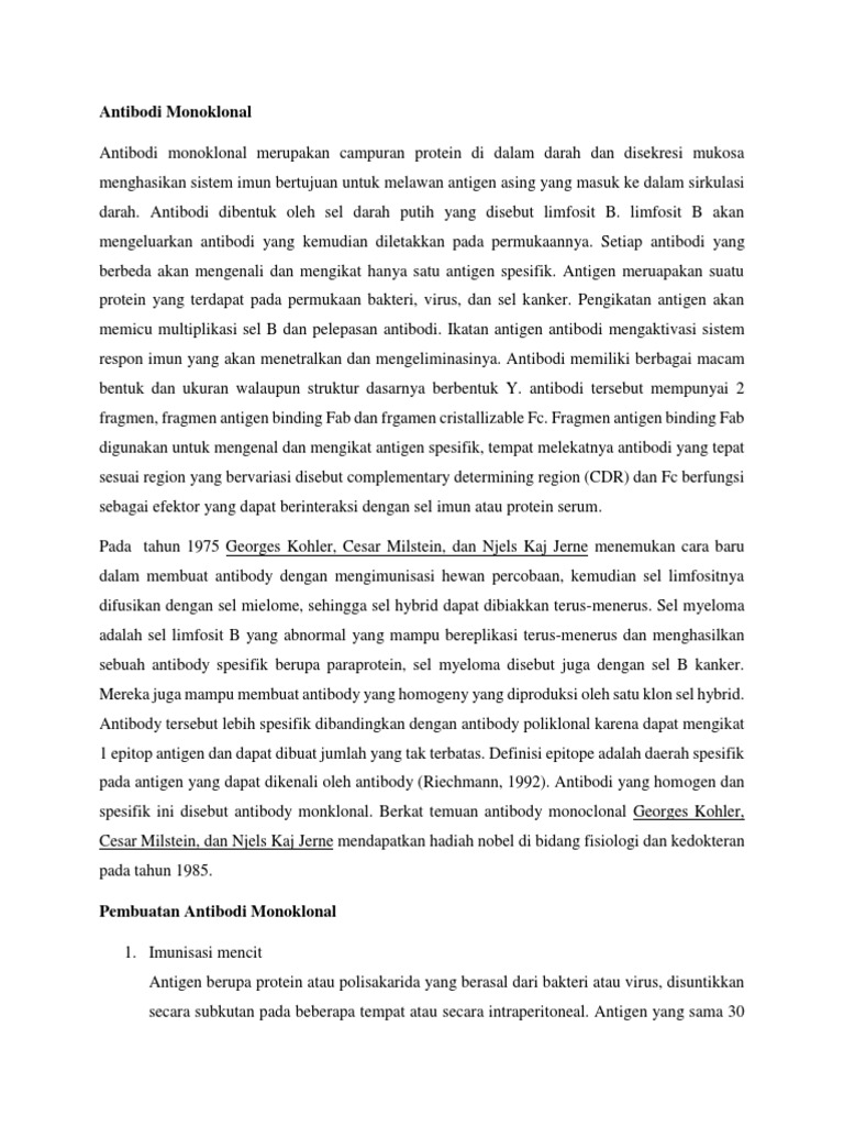 Antibodi Monoklonal | PDF | Kesehatan Holistik | Sains & Matematika