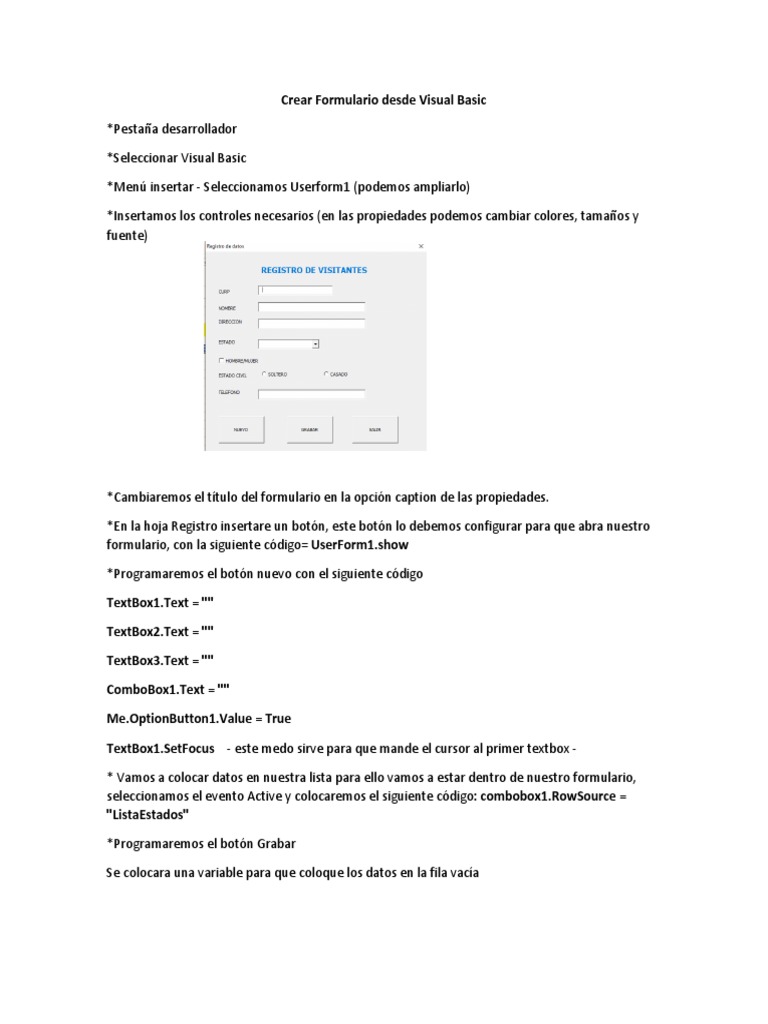 Crear Formulario Desde Visual Basic | PDF | Informática
