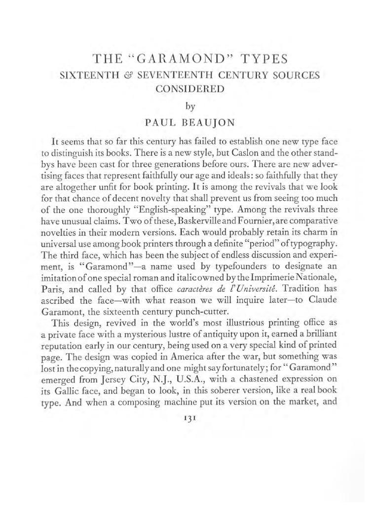 The "Garamond" Types, Sixteenth & Sevententh Century Sources Considered ...