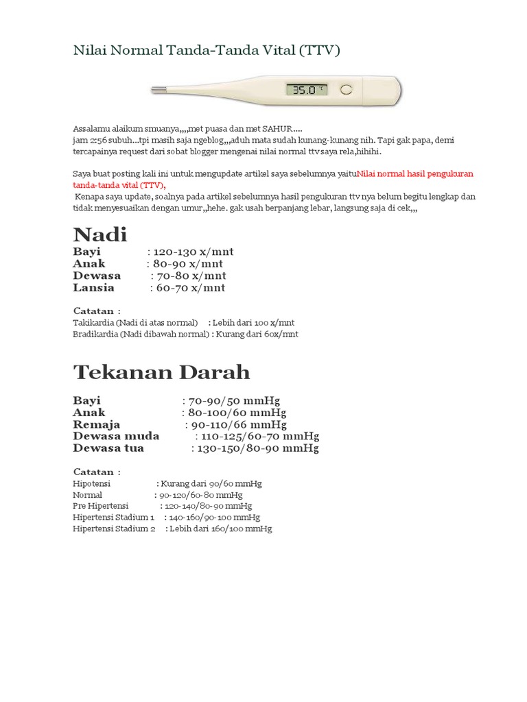 Nilai Normal TTV | PDF