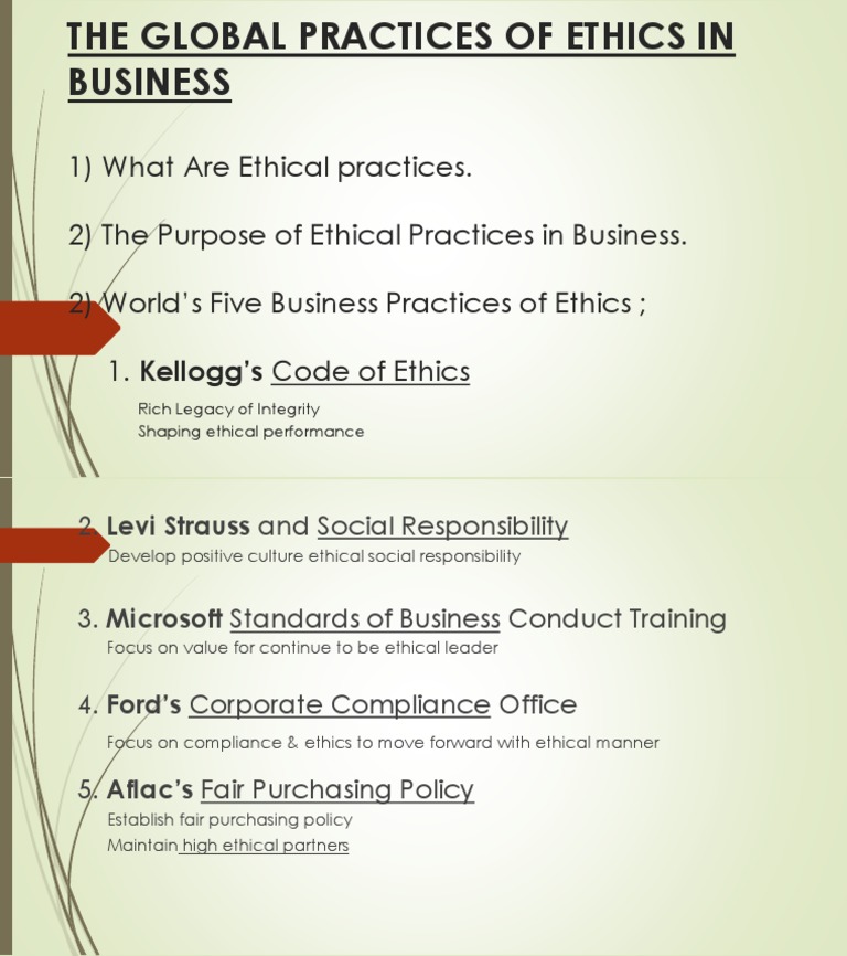 Global Business Ethics Practices | PDF