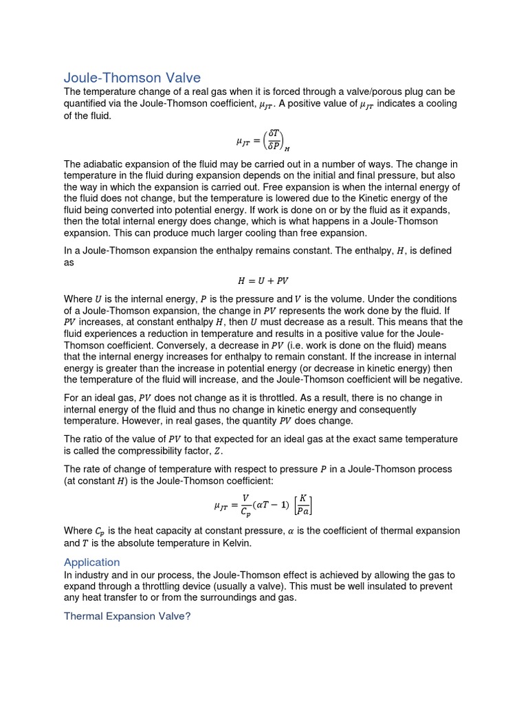 Joule Thomson Effect | PDF | Branches Of Thermodynamics | Mechanics