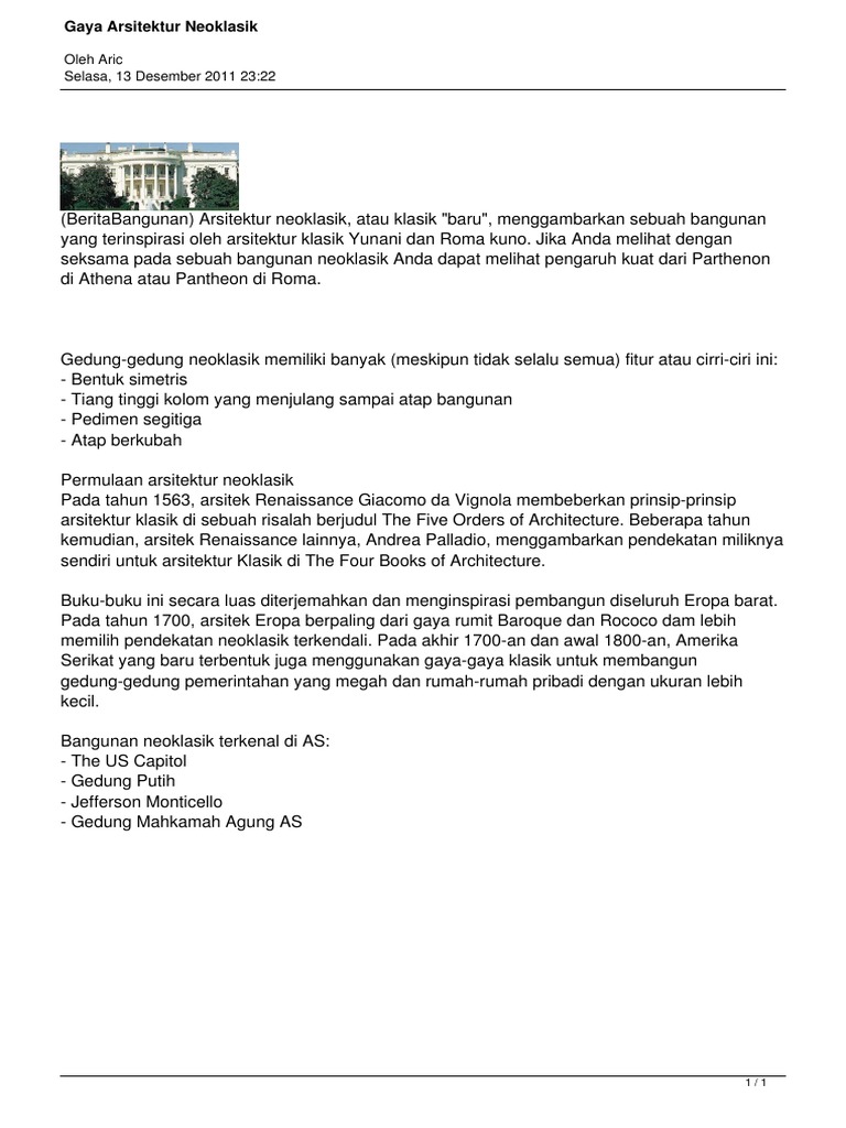 Gaya Arsitektur Neoklasik Pdf Pdf