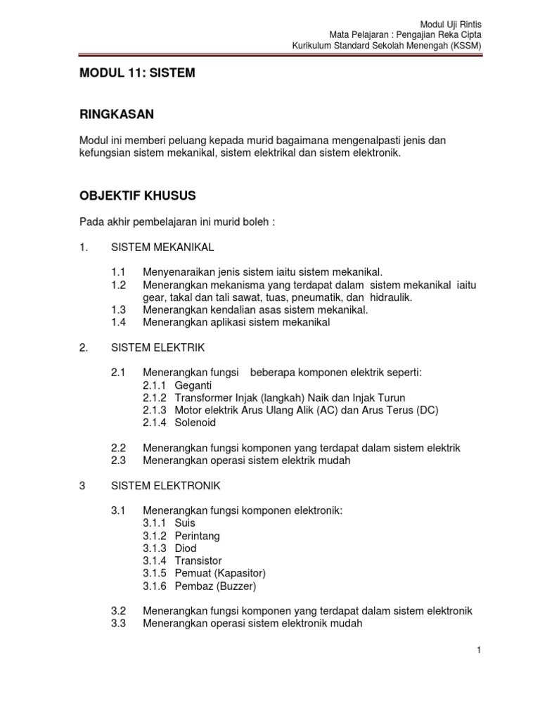 1.modul 11 - Sistem Mekanikal | PDF