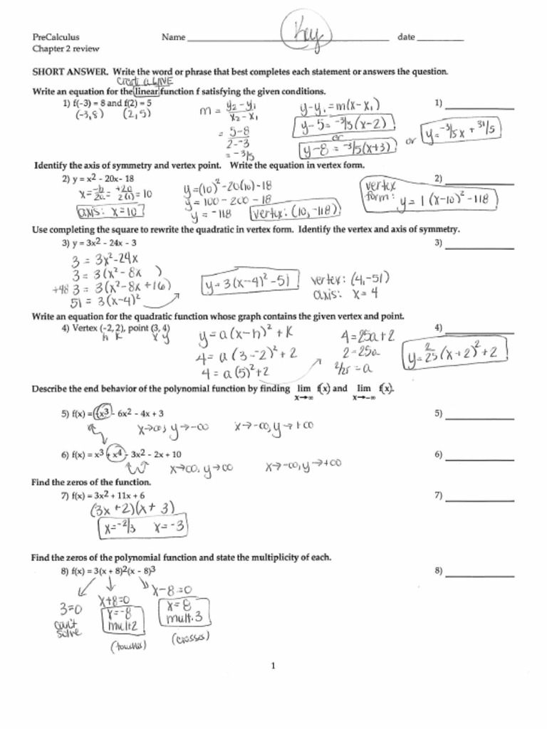 2.8 Ch2 Review Answer Key-1 | PDF
