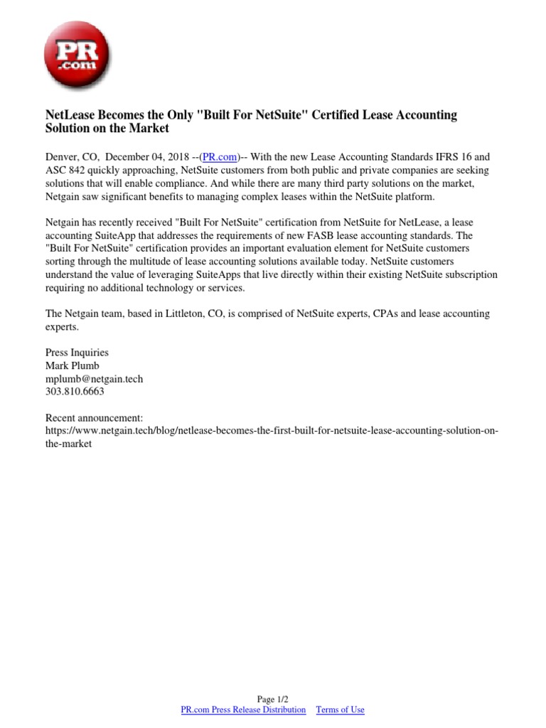 NetLease Becomes The Only "Built For NetSuite" Certified Lease ...