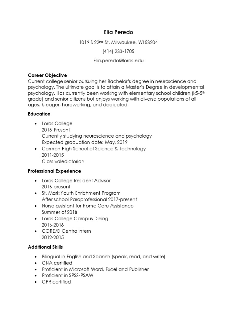 Neuroscience Student Resume SEO | PDF